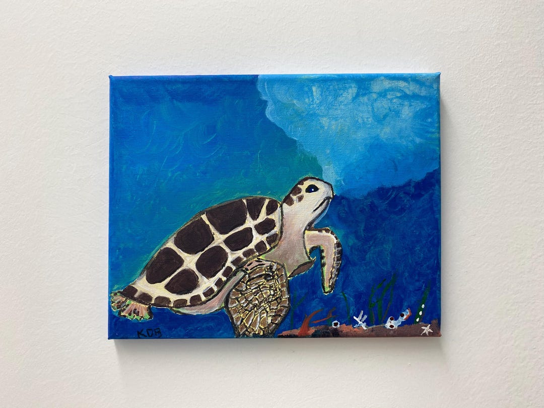 Hand-painted Sea Turtle Art | Original Acrylic Painting | Ocean ...