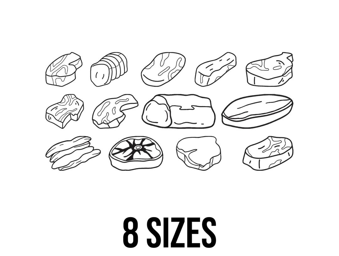 Meat Embroidery Design - Meat Outline Embroidery Design - Butcher ...