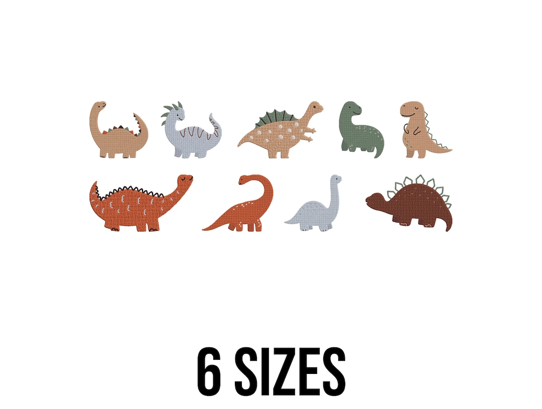 Dinosaur Set Embroidery Design - Mini Dinosaur Bundle Embroidery Design ...