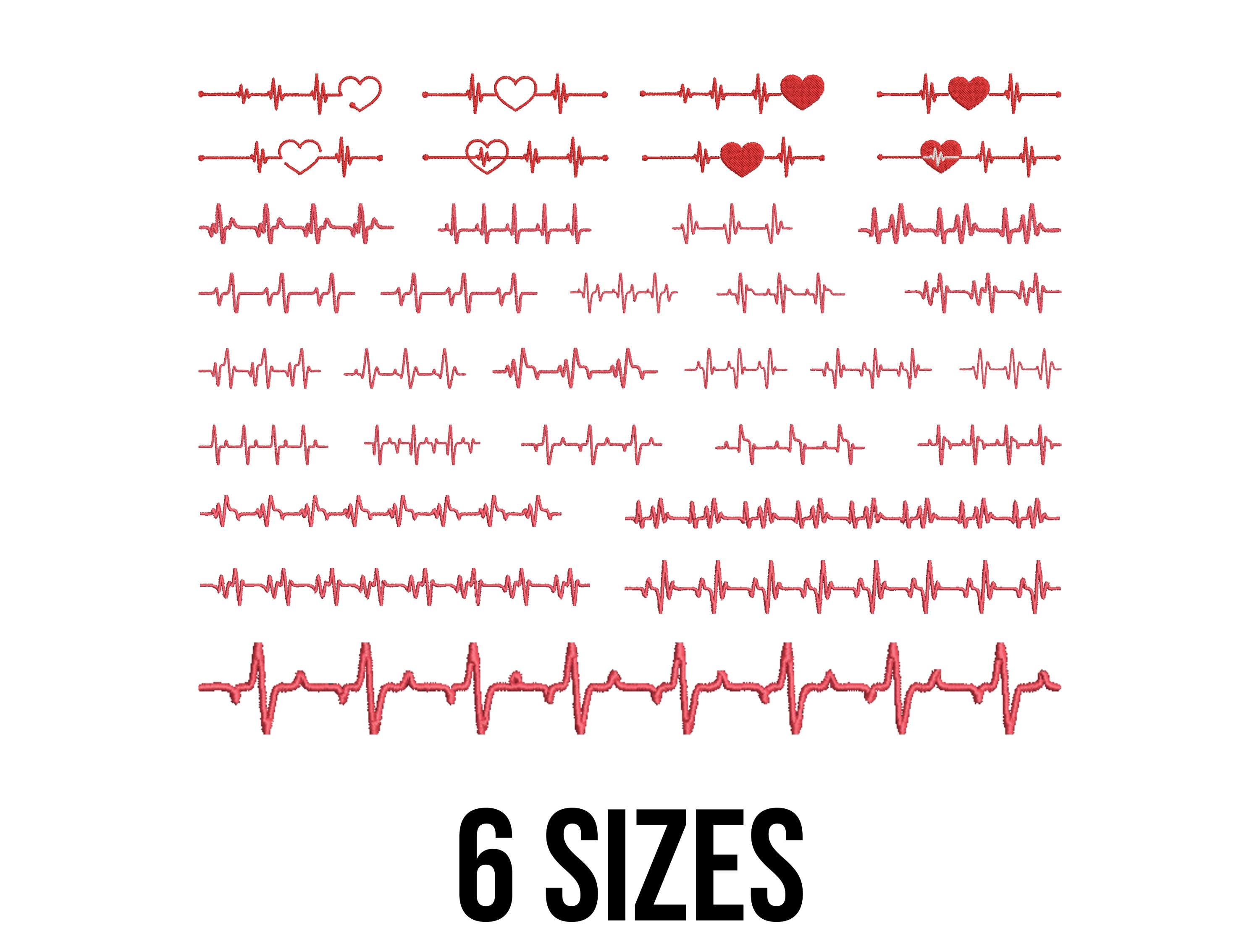 Heartbeat Embroidery Design - Heart Pulse Embroidery Design - EKG ...
