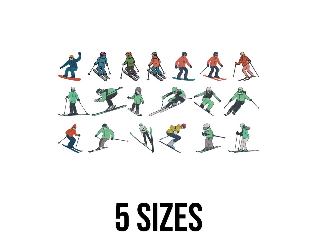 Skiing Embroidery Design - Skis Embroidery Design- Ski Embroidery ...