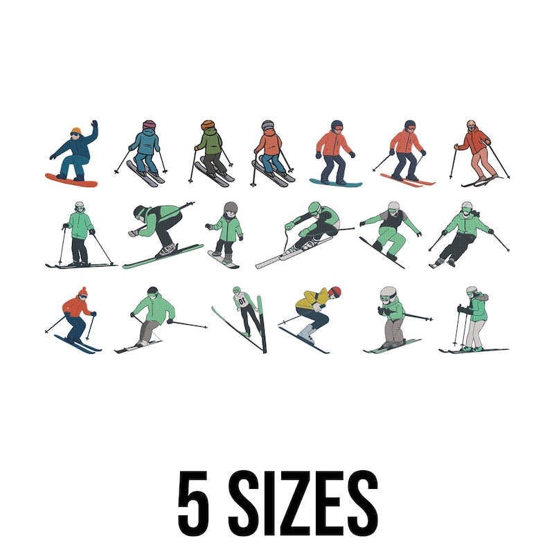 Skis Embroidery Template - Etsy