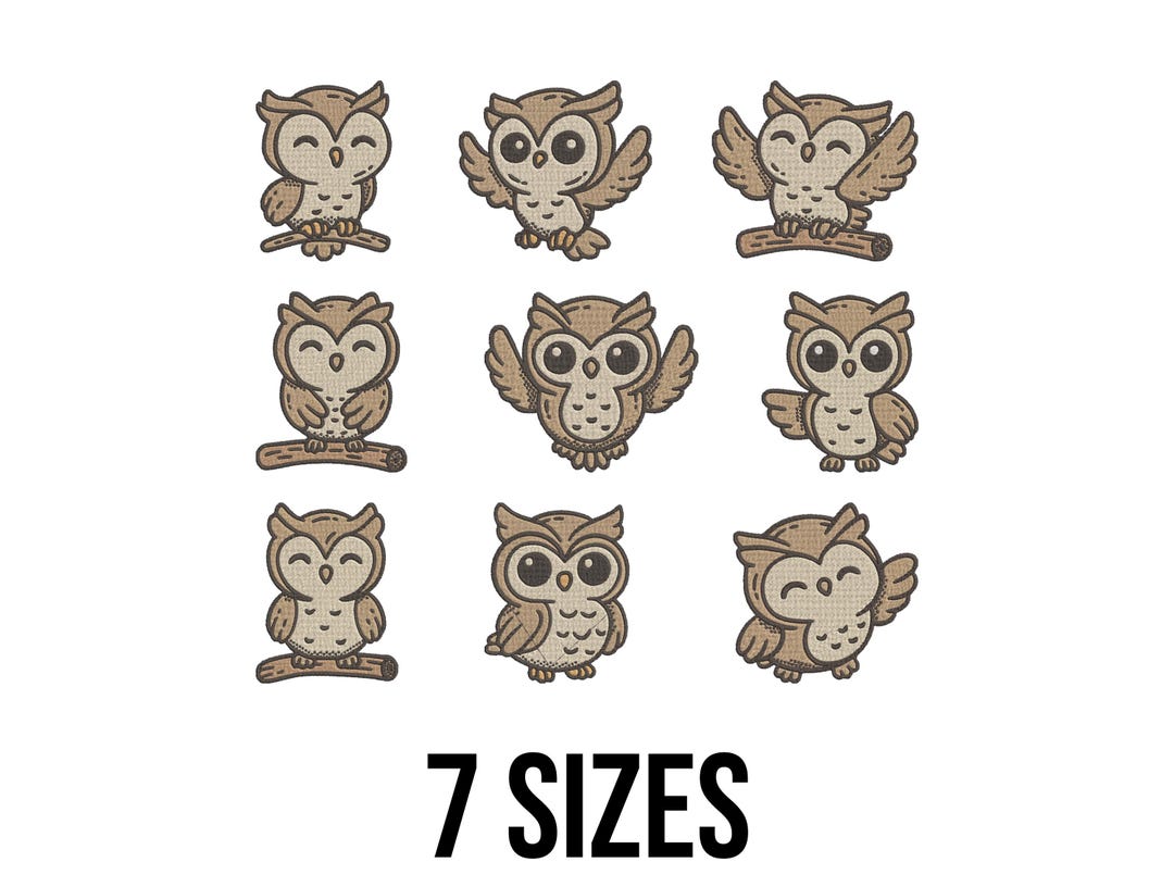 Owl Embroidery Design - Cute Flying Owl Embroidery Design - Woodland ...