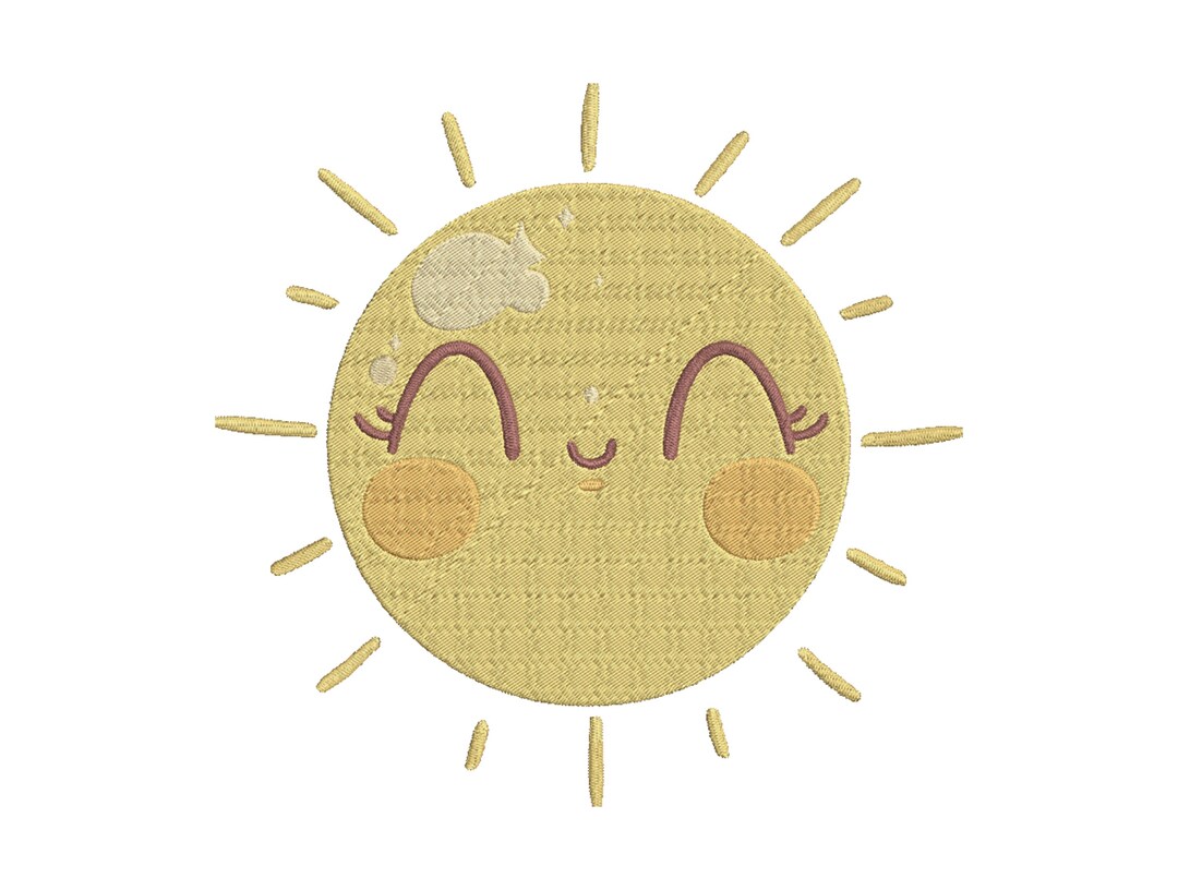 Sun Embroidery Design - Seasonal Sun Smiling Design Files - Cute Sun ...