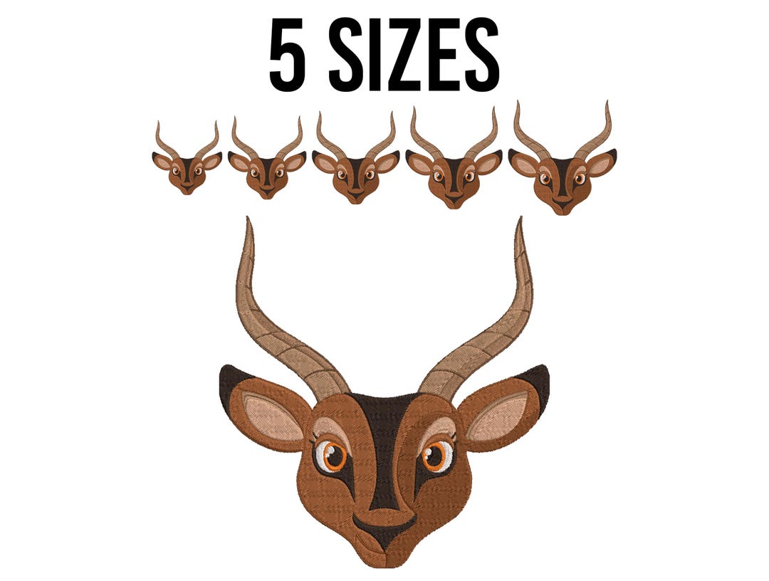 Cute Smiley Antelope Head Embroidery Design - Cute Smiley Antelope Face ...
