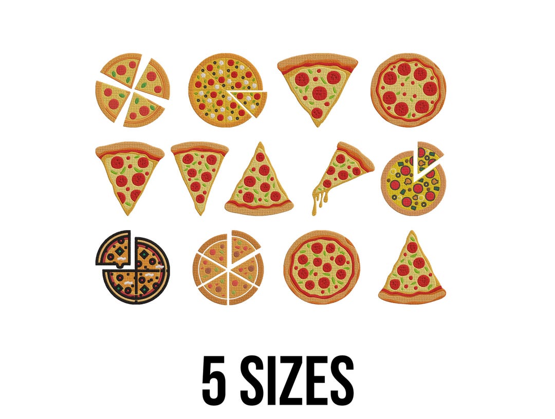 Pizza Embroidery Design- Pizza Slice Embroidery Design- Fast Food ...