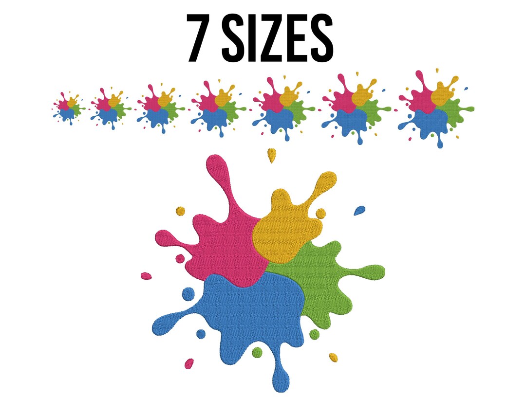 Splash Embroidery Design Files - Colorful Paint Splash Embroidery Files ...
