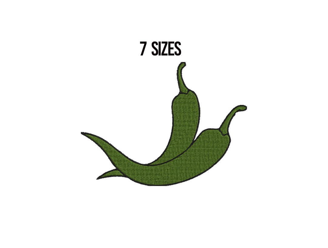 Chili Pepper Embroidery Design - Green Chili Pepper Embroidery - Mini ...