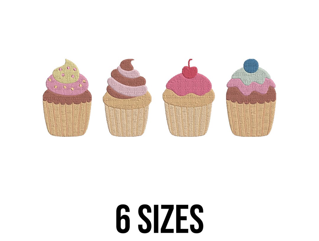 Cupcake Bundle Embroidery Design - Cupcakes Embroidery Design - Muffin ...