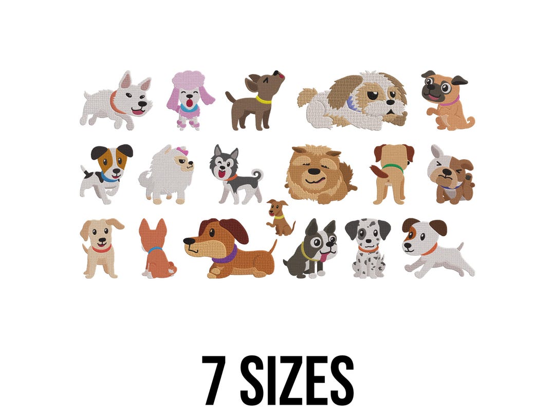 Dog Breeds Embroidery Design - Dog Set Embroidery Design - Running Dog ...