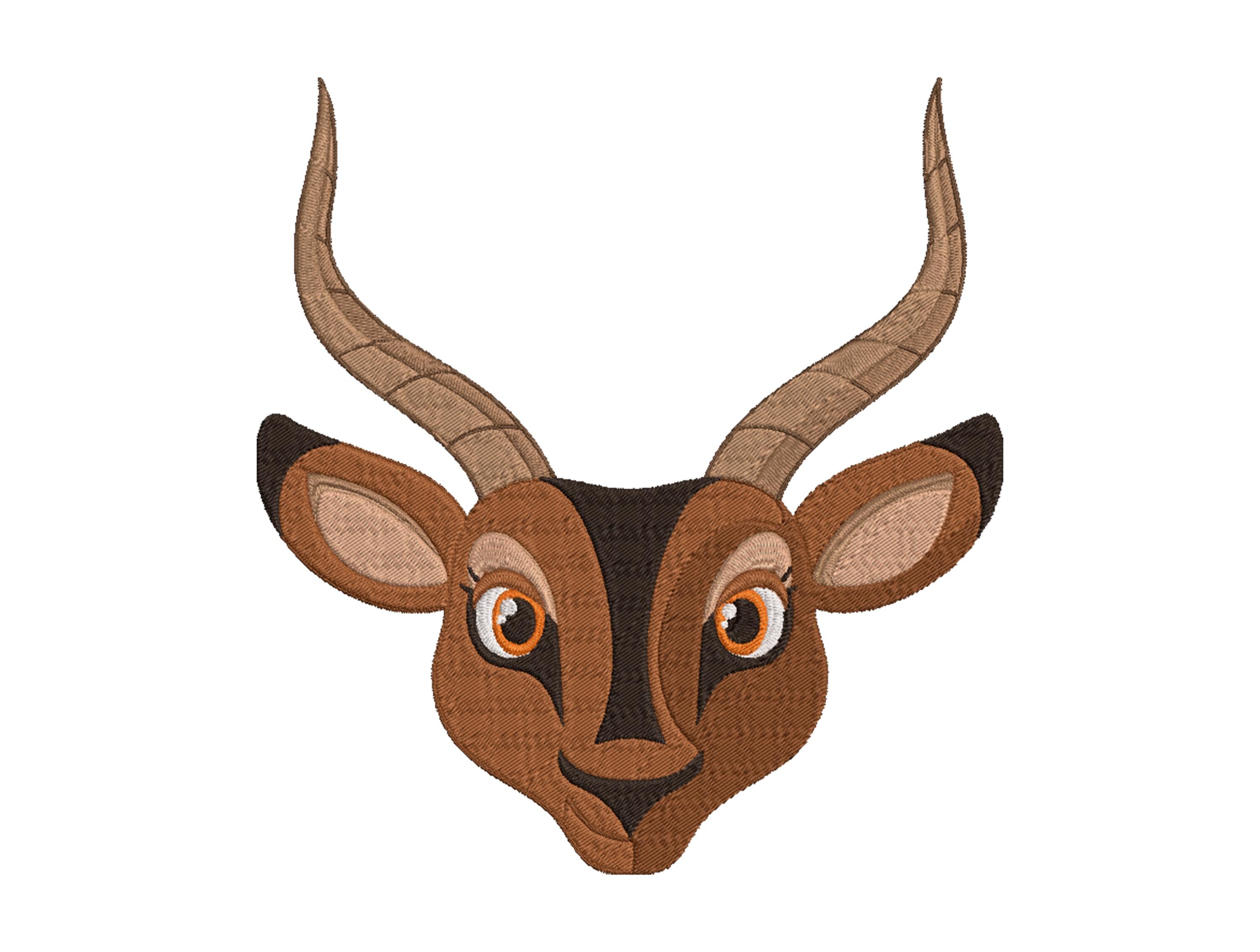 Cute Smiley Antelope Head Embroidery Design - Cute Smiley Antelope Face ...