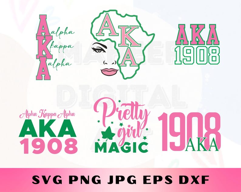 Alpha Kappa Alpha SVG Bundle: AKA Greek Letters, 1908 (digital Download ...