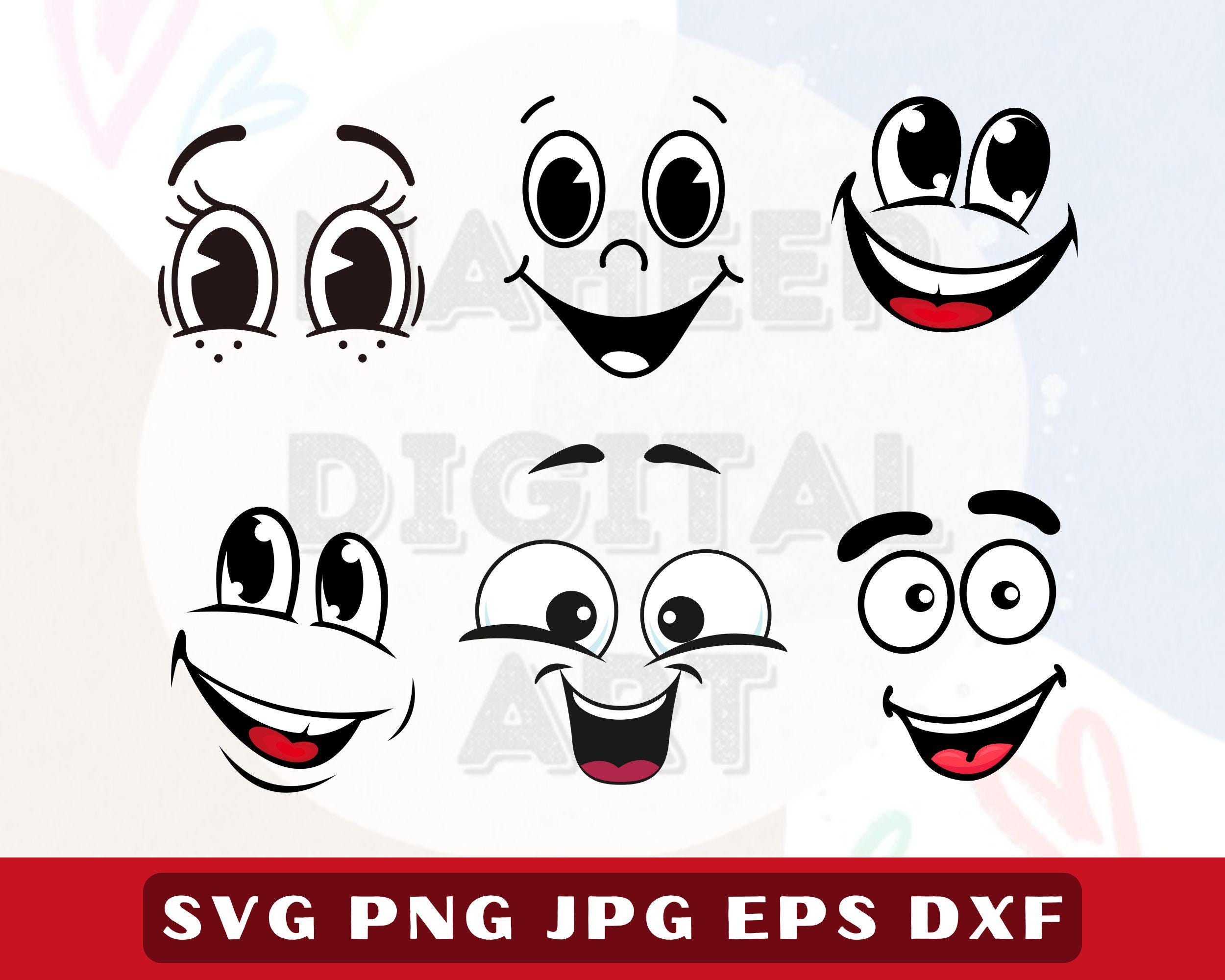 Cartoon Emotion Faces Svg Bundle, Smiley Face Svg, Cute Funny Faces Svg ...