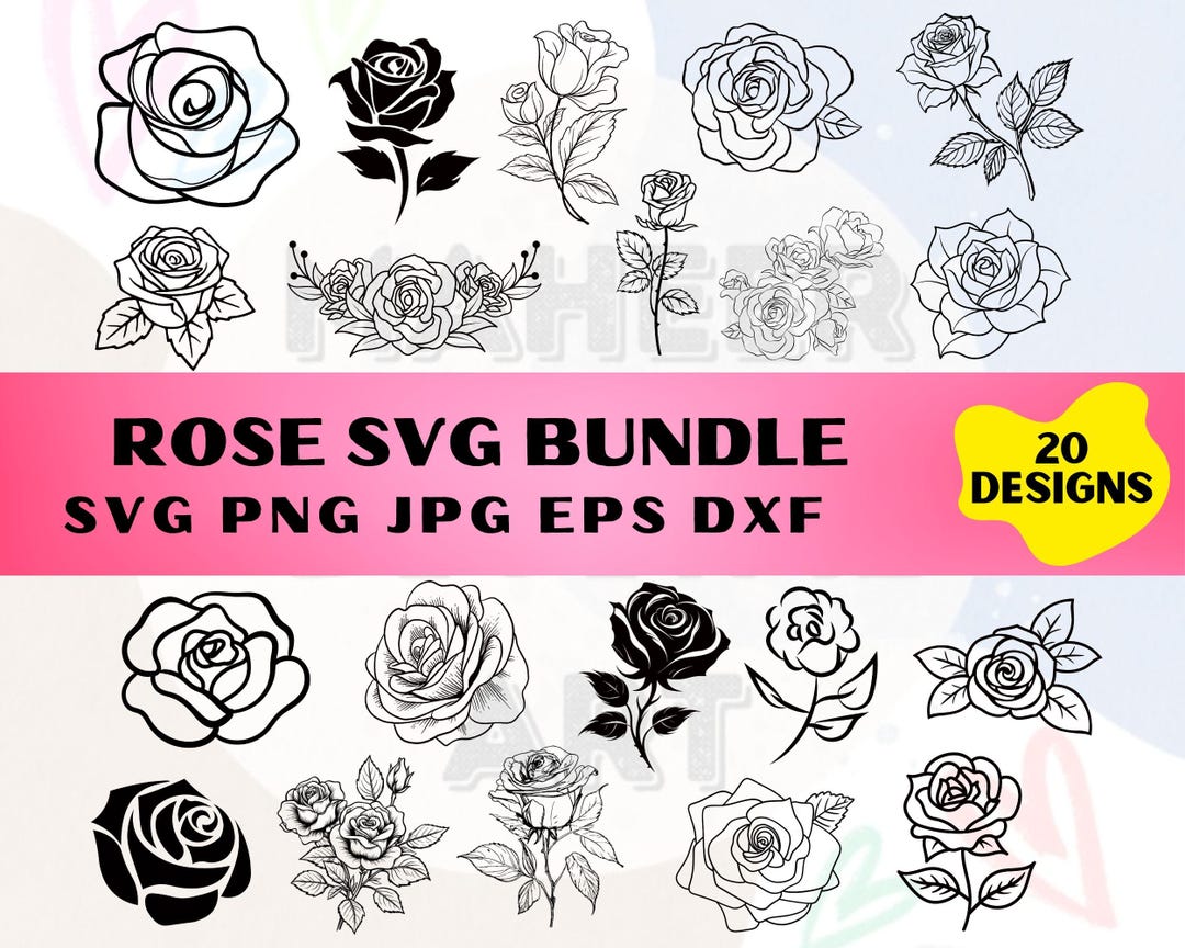 Roses Svg Bundle, Vintage Rose Svg, Flower Svg, Rose Svg, Rose Png ...