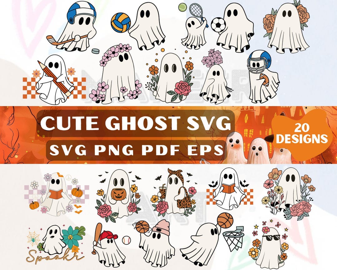 Ghost SVG Bundle, Retro Halloween Clipart (digital Download) - Etsy