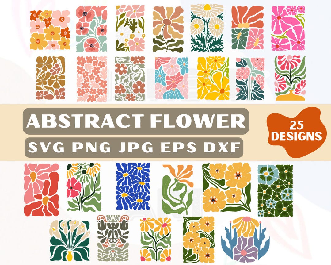 Retro Abstract Flower SVG Bundle, Floral Clipart (digital Download) - Etsy