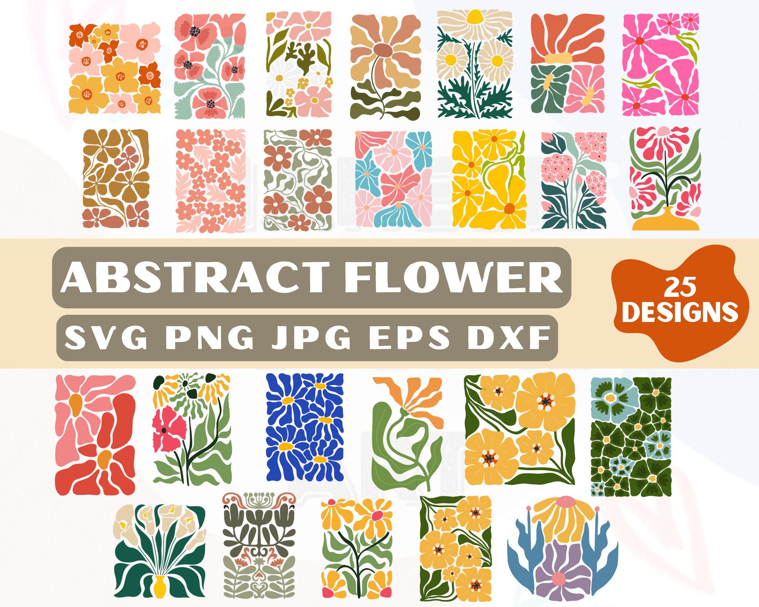 Retro Abstract Flower SVG Bundle, Floral Clipart (digital Download) - Etsy