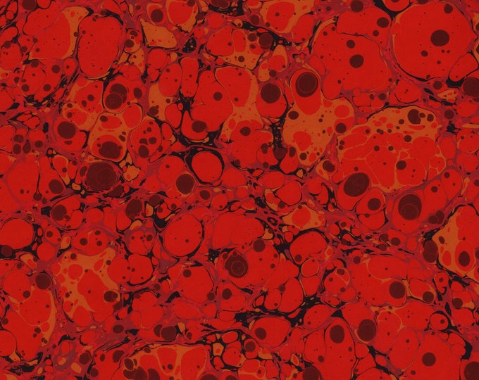 Red Hand Marbled Paper for Restoration and Bookbinding 48x67cm 19x26in ...