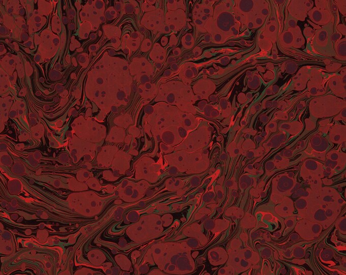 Red Hand Marbled Paper for Restoration and Bookbinding 48x67cm 19x26in ...