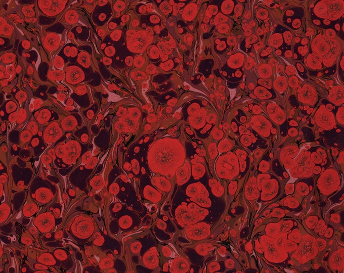 Red Hand Marbled Paper for Restoration and Bookbinding 48x67cm 19x26in ...