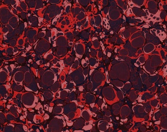 Red Hand Marbled Paper for Restoration and Bookbinding 48x67cm 19x26in ...