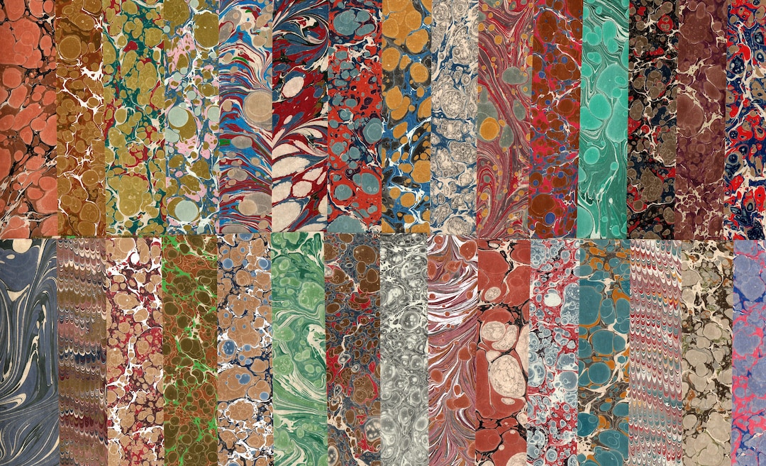 Mega Pack of 100 Different Hand Marbled Paper Scraps and Offcuts 9 ...