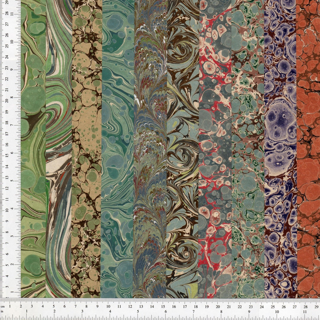 20 Different Sheets of Hand Marbled Paper 13.5x48cm 5.3x19in for ...
