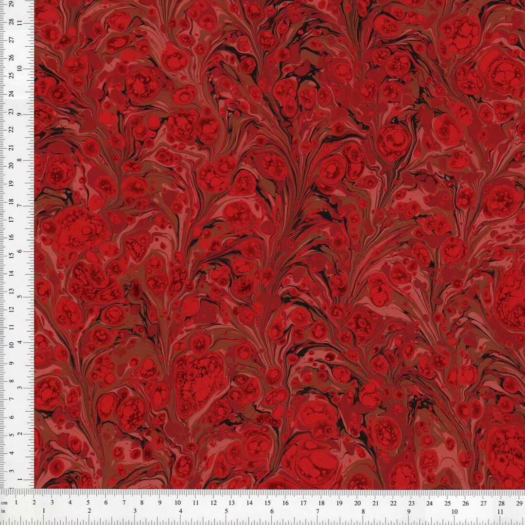 Red Hand Marbled Paper for Restoration and Bookbinding 48x67cm 19x26in ...