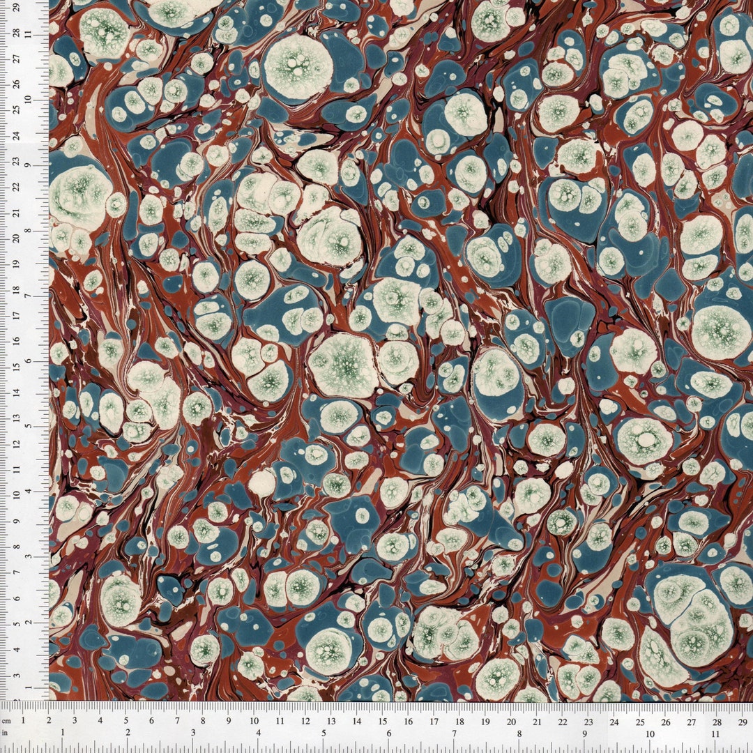 Hand Marbled Paper for Bookbinding and Restoration 48x67cm 19x26in F521 ...