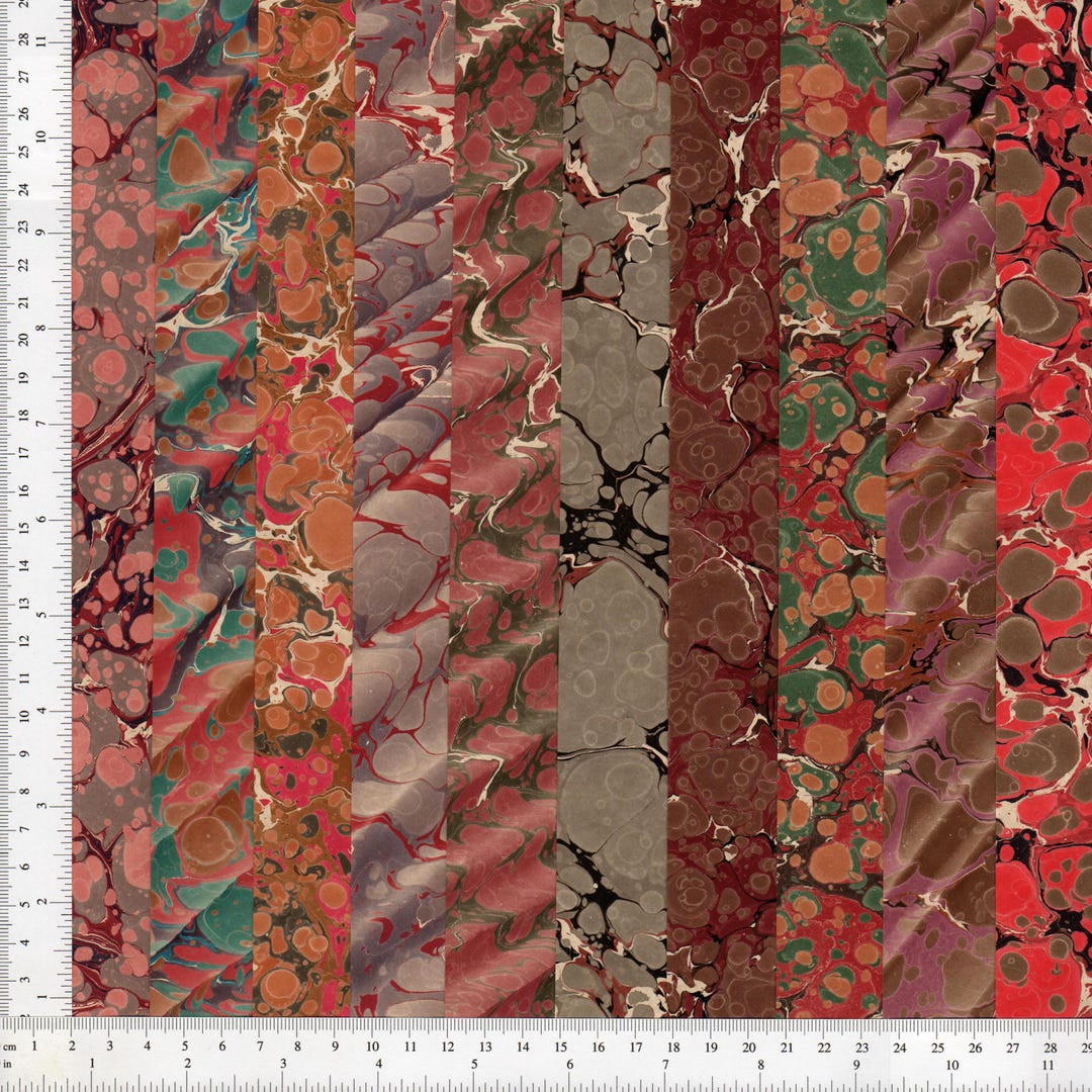 Hand Marbled Paper Set, Papercraft, 10 Different Sheets (9.7x49cm 3 ...
