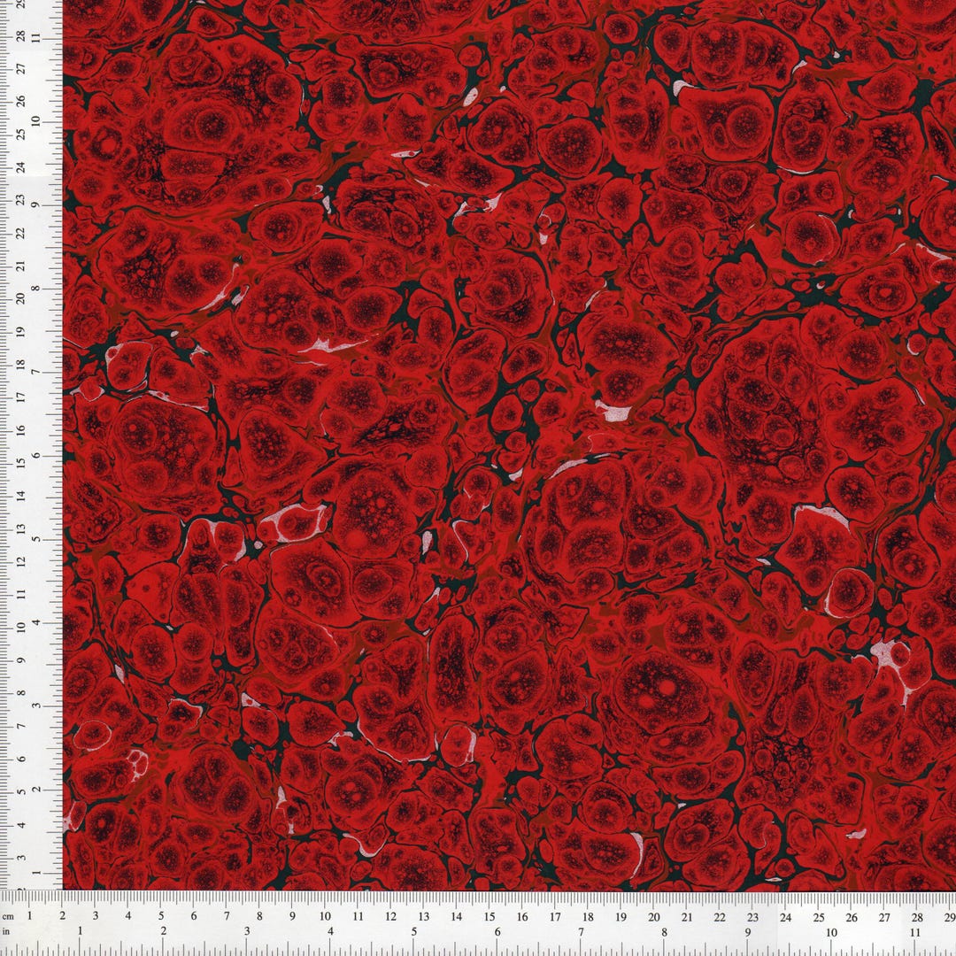 Red Hand Marbled Paper for Restoration and Bookbinding, Shell Pattern ...