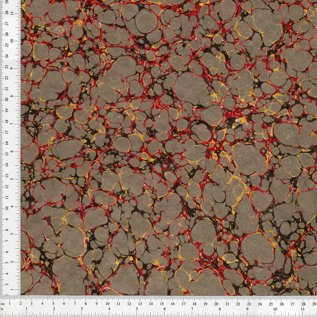 Hand Marbled Paper for Bookbinding and Restoration, Gold on Light Brown ...