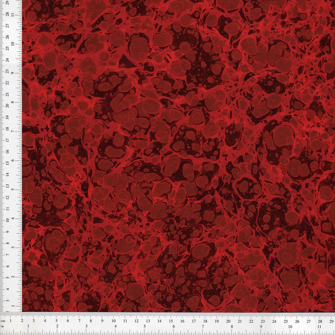 Red Hand Marbled Paper for Restoration and Bookbinding 48x67cm 19x26in ...