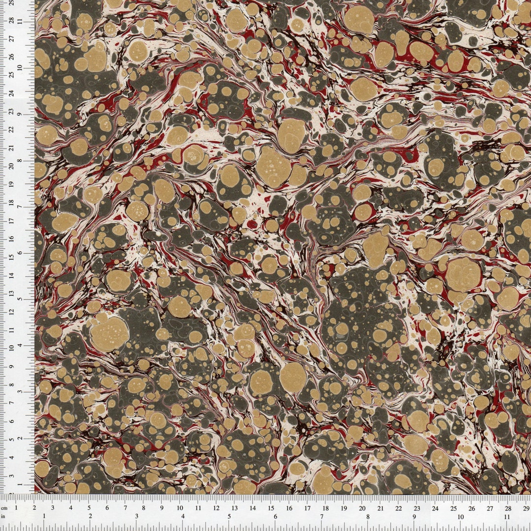 Hand Marbled Paper for Bookbinding and Restoration 48x67cm 19x26in Gold ...