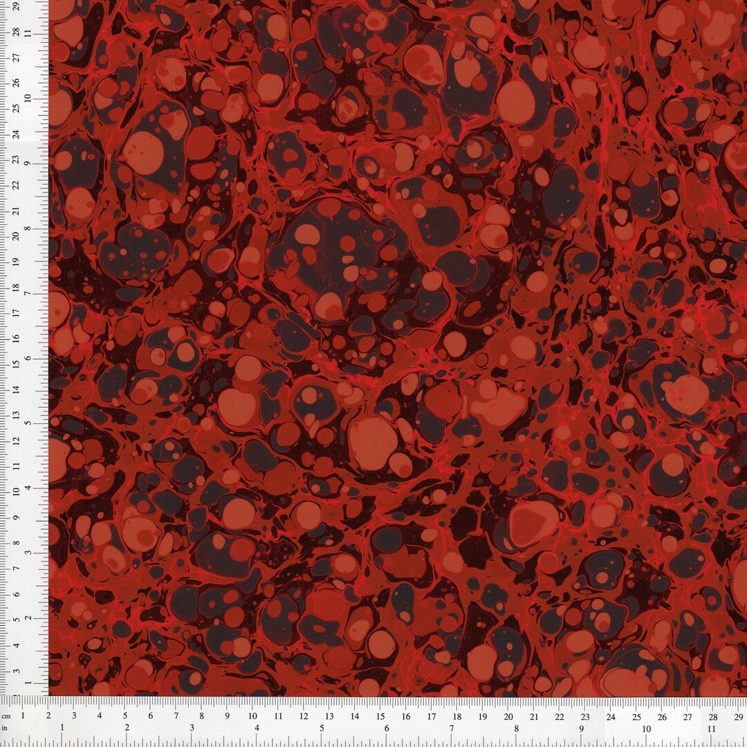 Red Hand Marbled Paper, Traditional Stone Pattern, Bookbinding ...