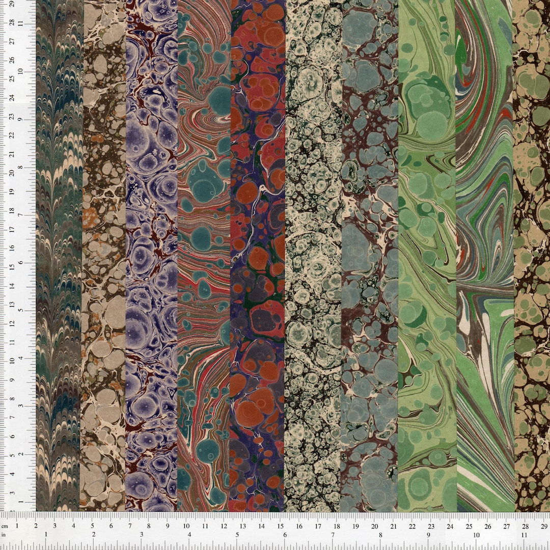 30 Different Sheets of Hand Marbled Paper 13.5x49cm 5.3x19.3in for ...