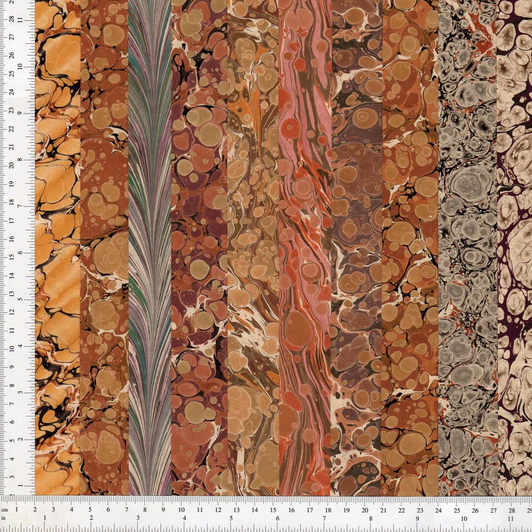 Set of 10 Different Hand Marbled Paper Sheets, Bookbinding Papercraft ...