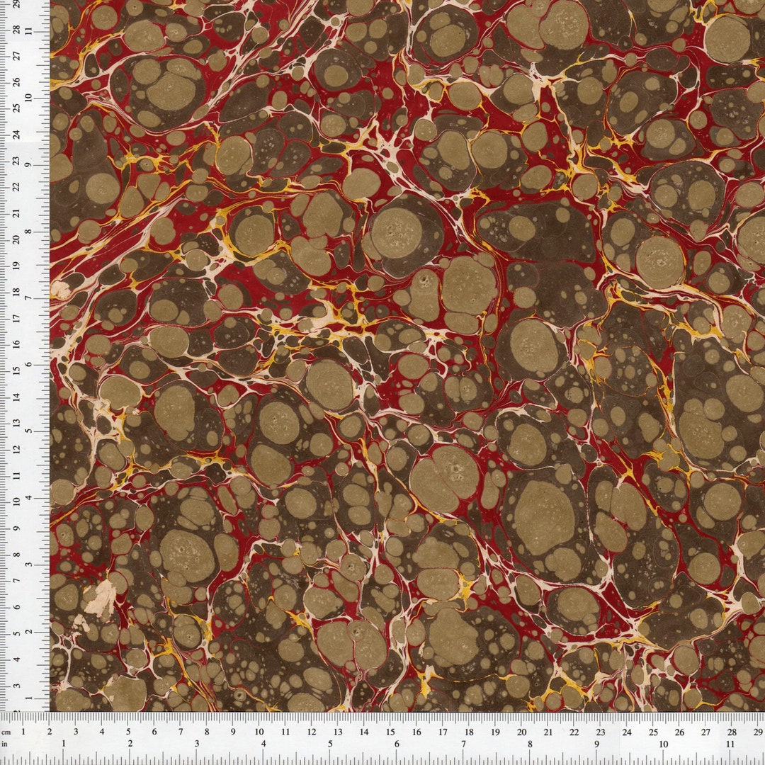 Hand Marbled Paper for Bookbinding and Restoration, Gold and Pearl on ...