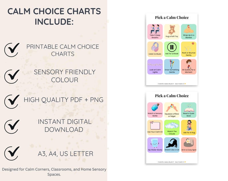 Calm Choice Charts for Kids | Coping Strategies Board | Emotional ...