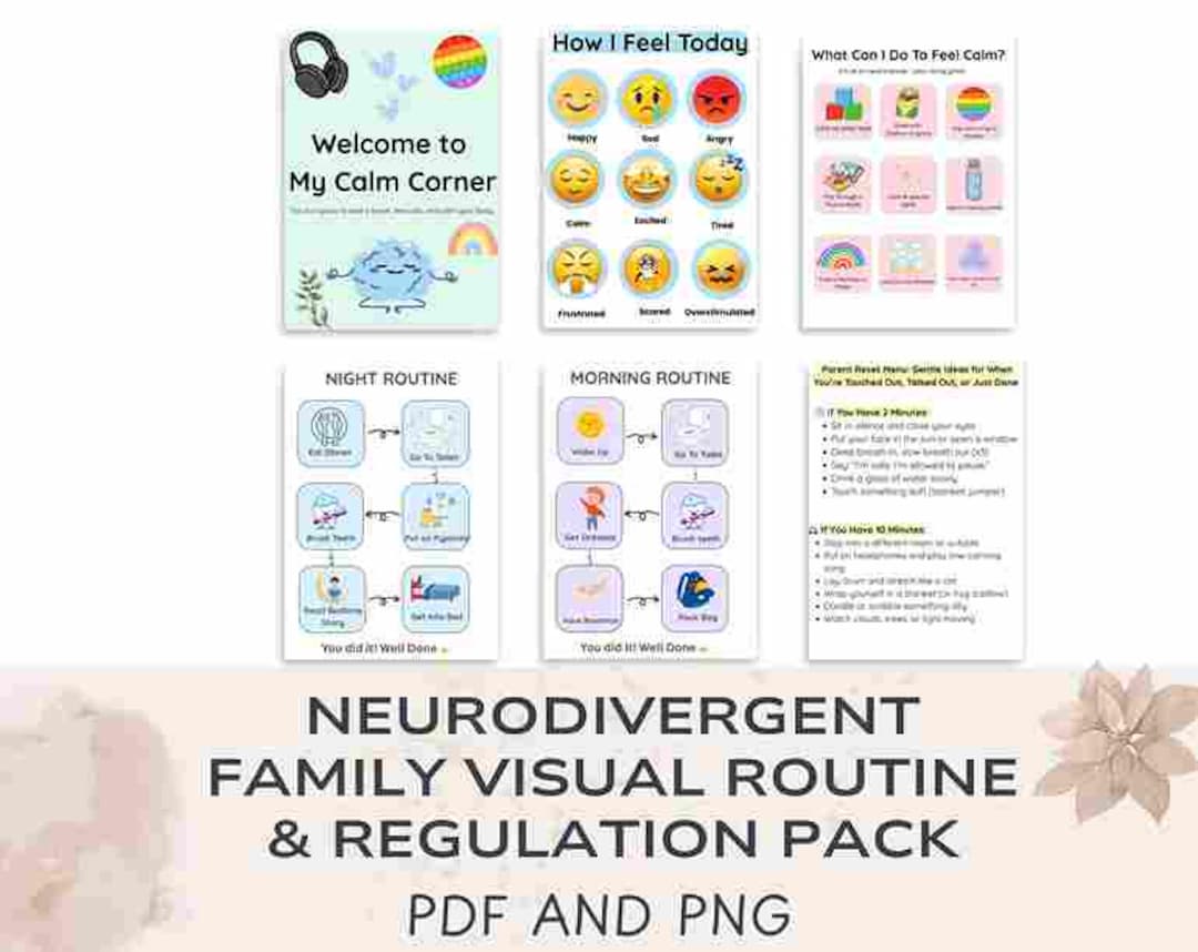 Neurodivergent Family Calm Routine Toolkit | Visual Schedules, Emotion ...