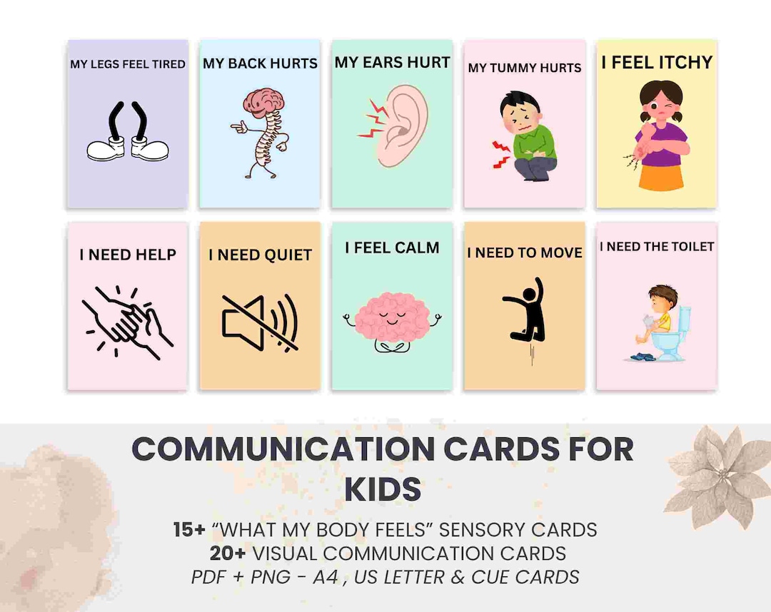 Communication + Sensory Cards for Kids | PECS Visual Aids for Autism ...