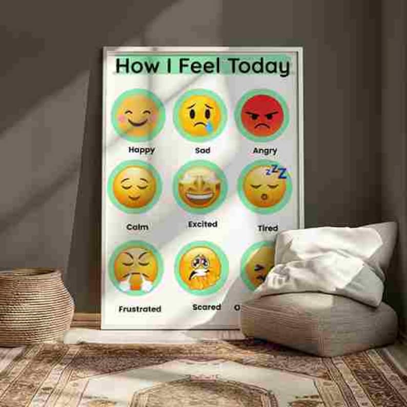 How I Feel Today Emotion Chart for Kids – 4 Color Options | Printable ...