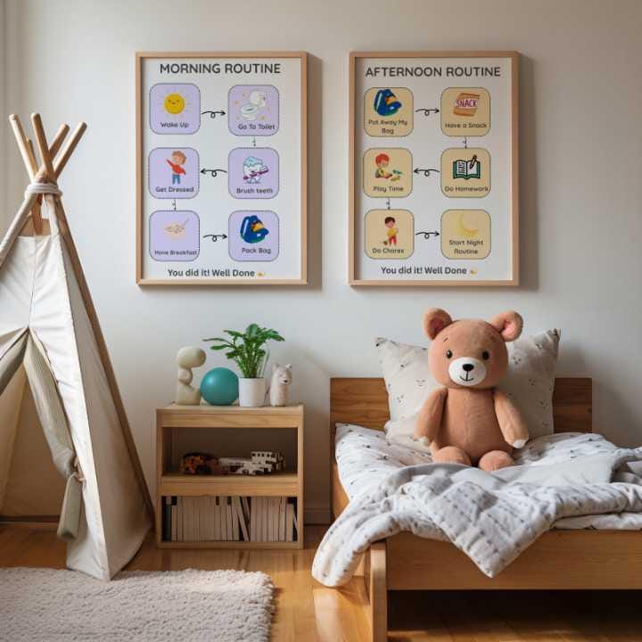 Printable Kids Routine Schedule | Visual Daily Chart for Morning ...