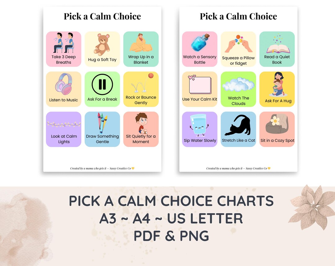 Calm Choice Charts for Kids | Coping Strategies Board | Emotional ...