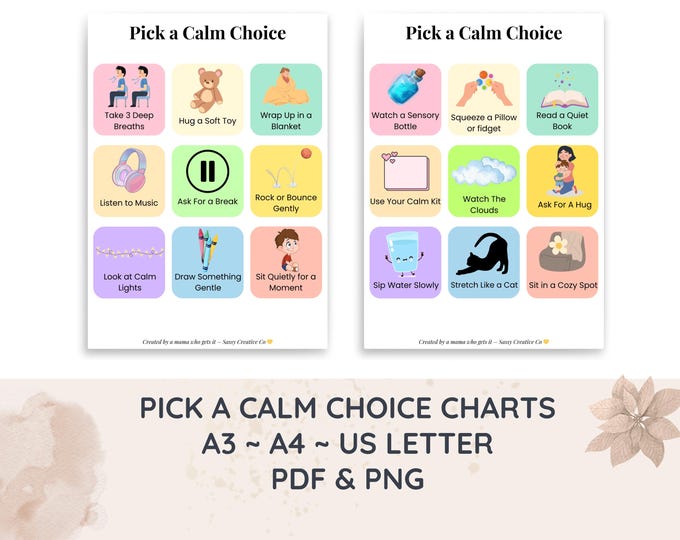My Quiet Spot One Page Calm Down Big Emotions Chart - Etsy Canada