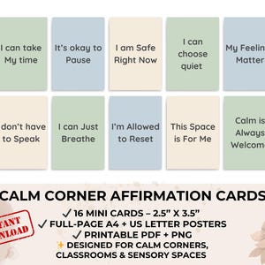 Calm Corner Affirmation Cards for Kids | Printable Mini Cards for ...