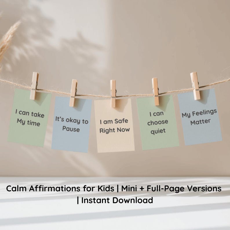 Calm Corner Affirmation Cards for Kids | Printable Mini Cards for ...