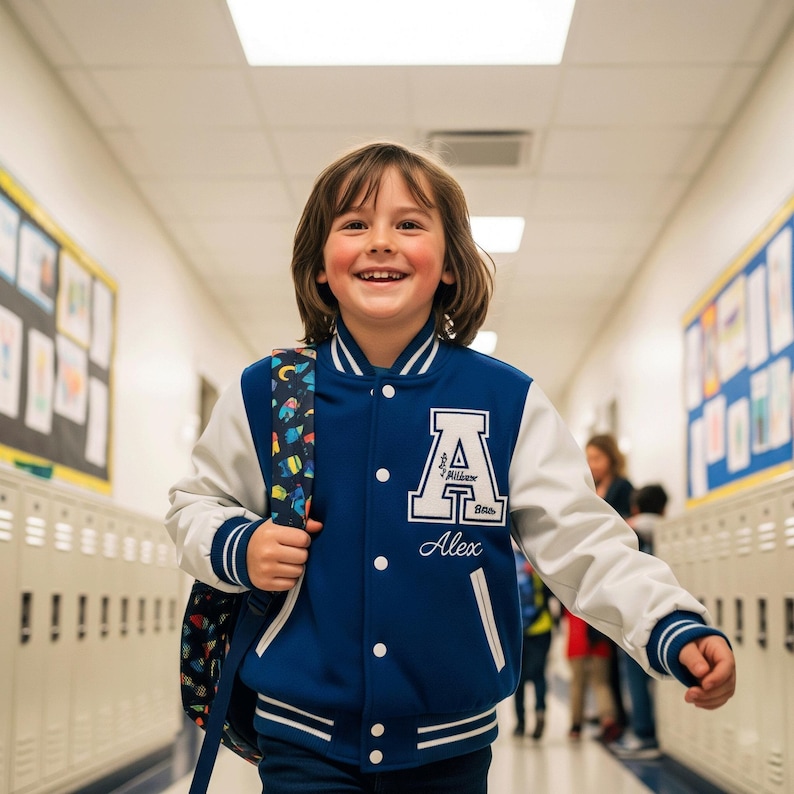 Personalized Childrens Name Varsity Unisex Jacket, Customized Baseball ...