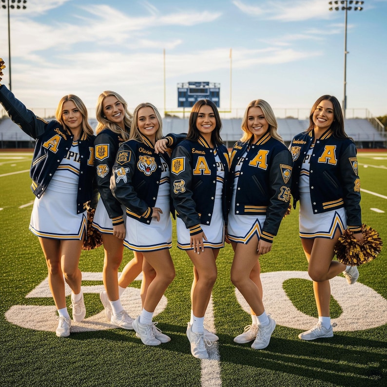 Custom Cropped Varsity Jacket for Women, Crop Top Letterman Cheer ...