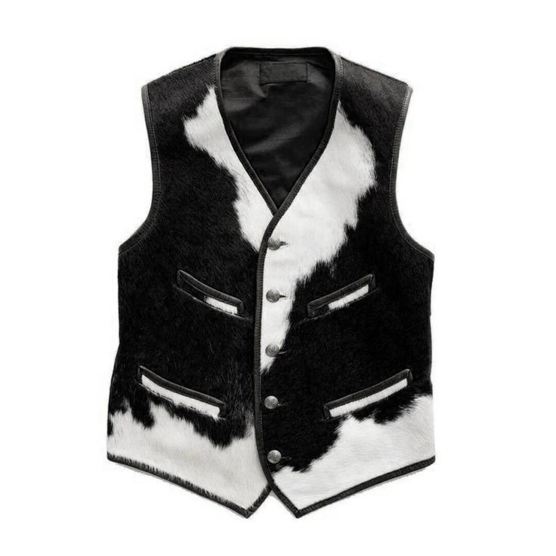 Natural Cowhide Hair on Vest Western Waistcoat Men's Customized Cowhide ...